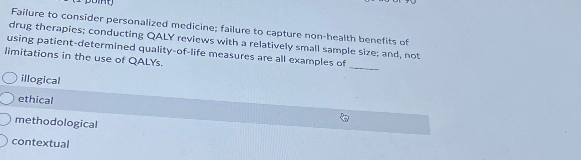 Solved Failure to consider personalized medicine; failure to | Chegg.com