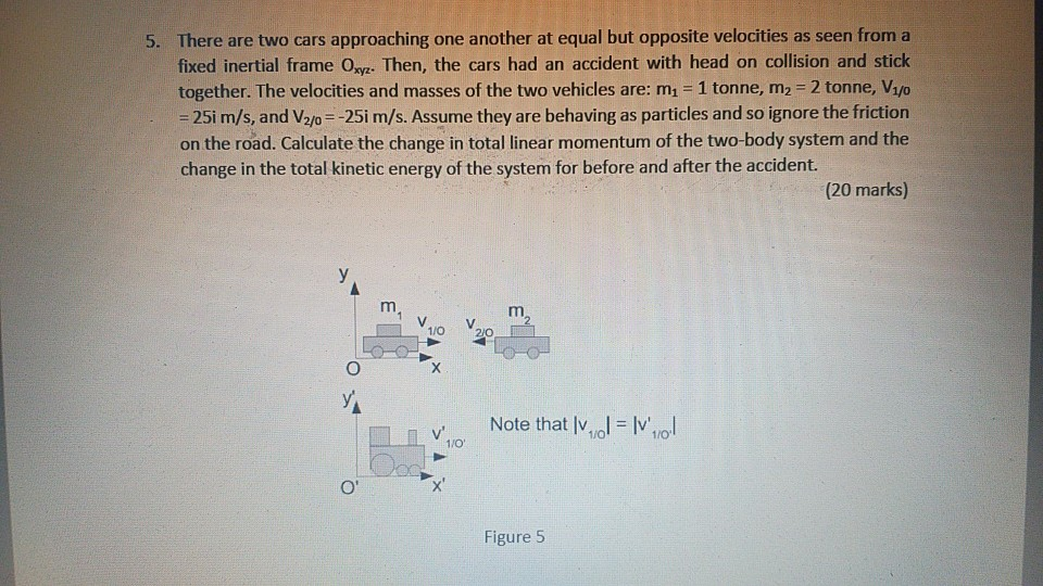 Solved 5. There are two cars approaching one another at | Chegg.com