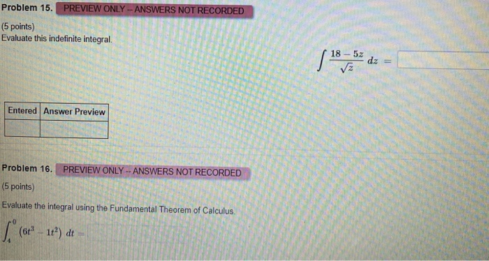 Solved Problem 15. PREVIEW ONLY -- ANSWERS NOT RECORDED (5 | Chegg.com