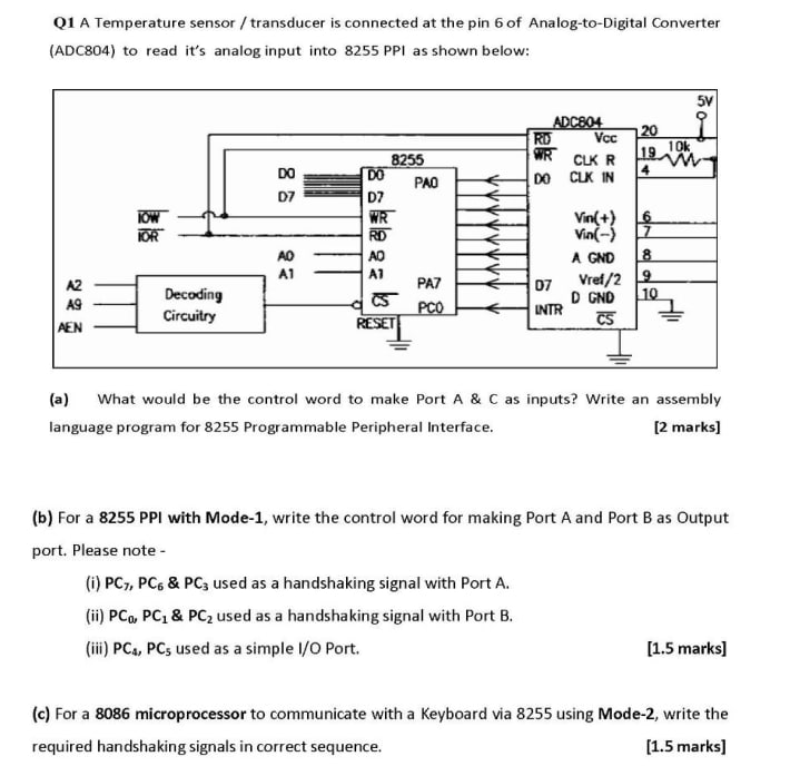 Solved Q1 ﻿A Temperature sensor / ﻿transducer is connected | Chegg.com