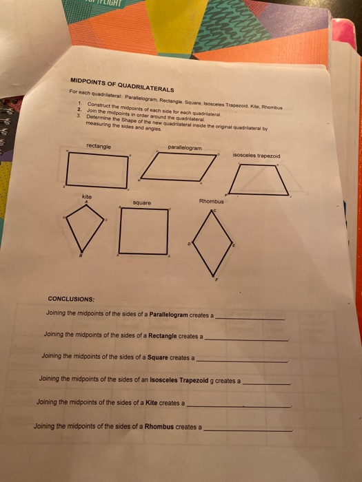 Solved MW MIDPOINTS OF QUADRILATERALS For each quadrilaterat | Chegg.com