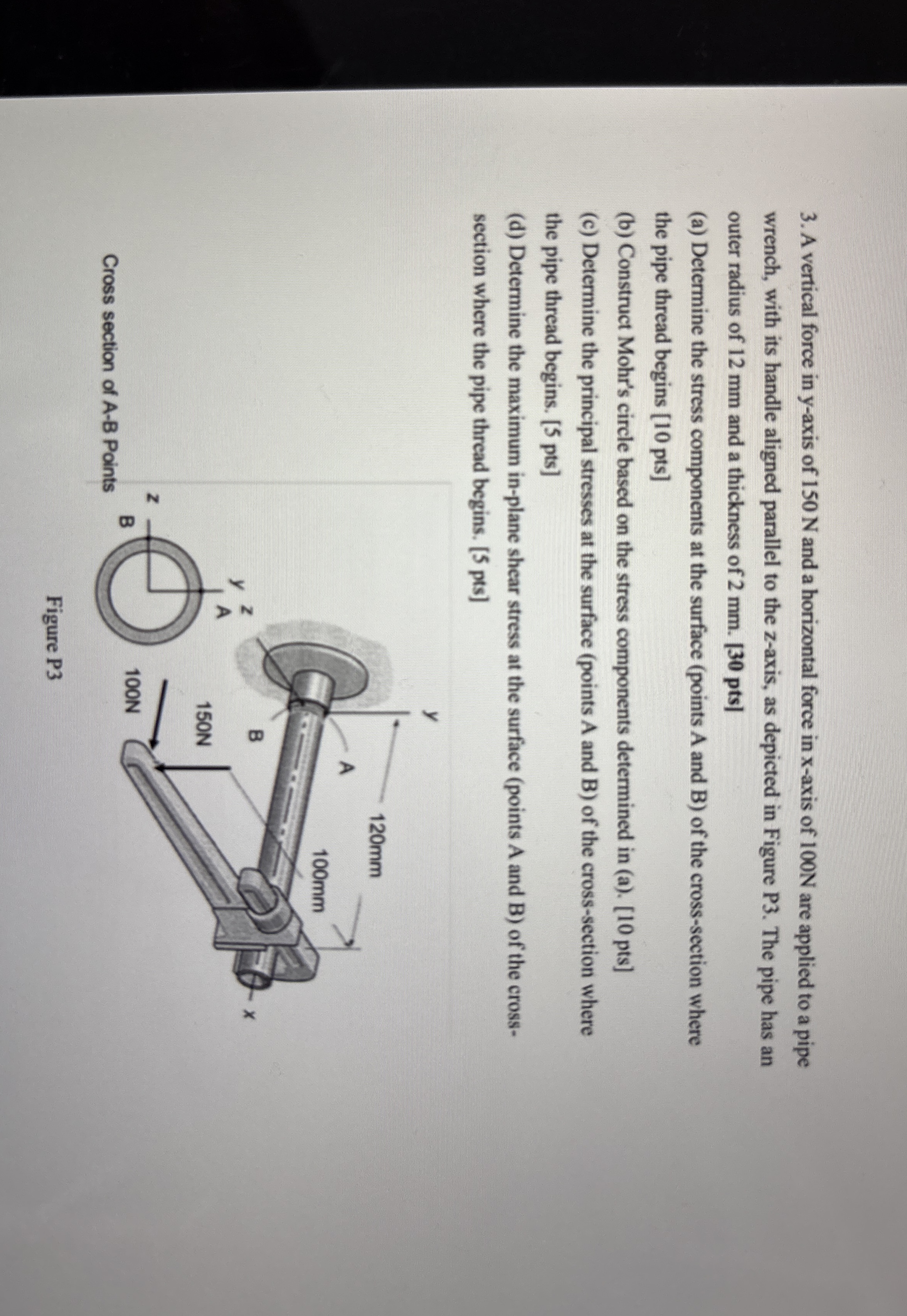 Solved A vertical force in y -axis of 150 ﻿N and a | Chegg.com