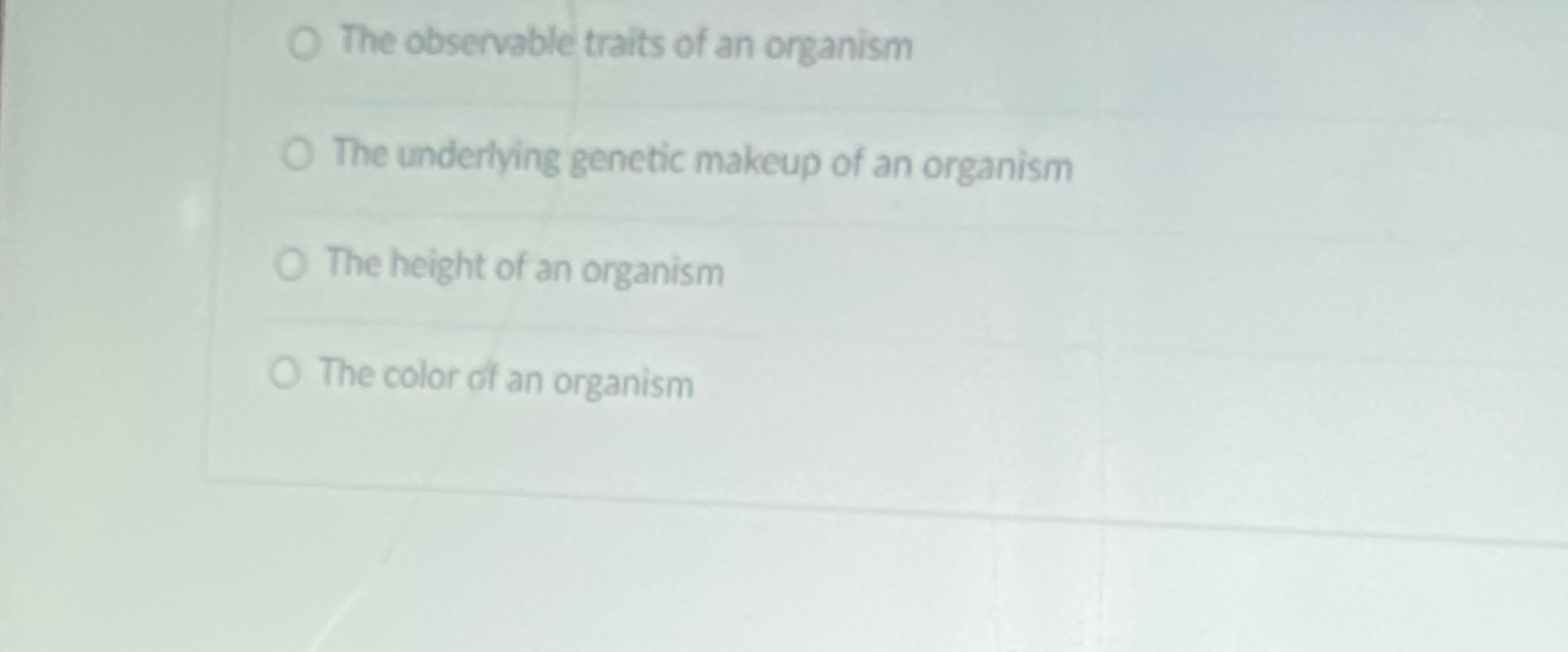 Solved The observable traits of an organismThe undertying | Chegg.com