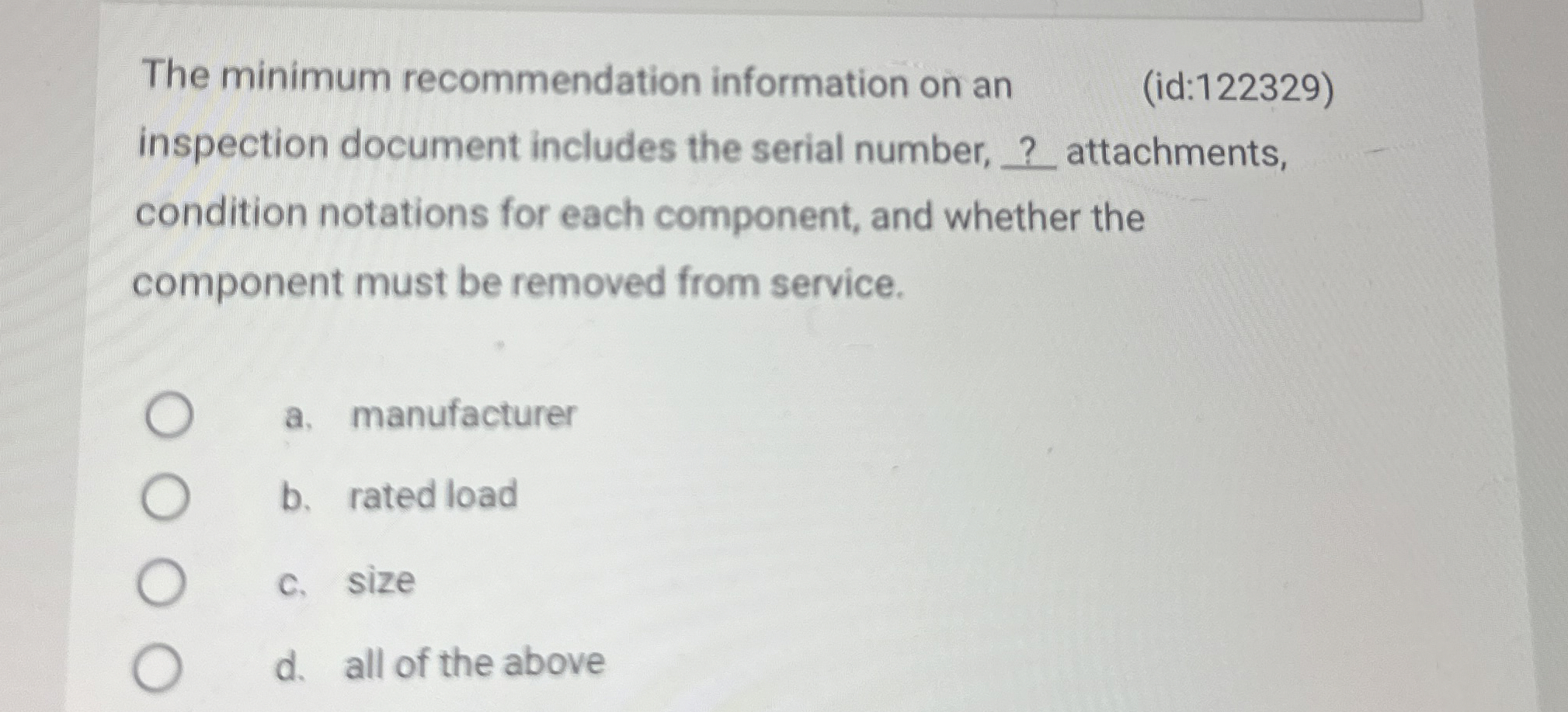 Solved The minimum recommendation information on an | Chegg.com