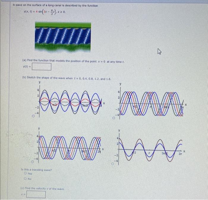 Solved A wave on the surface of a long canal is described by | Chegg.com
