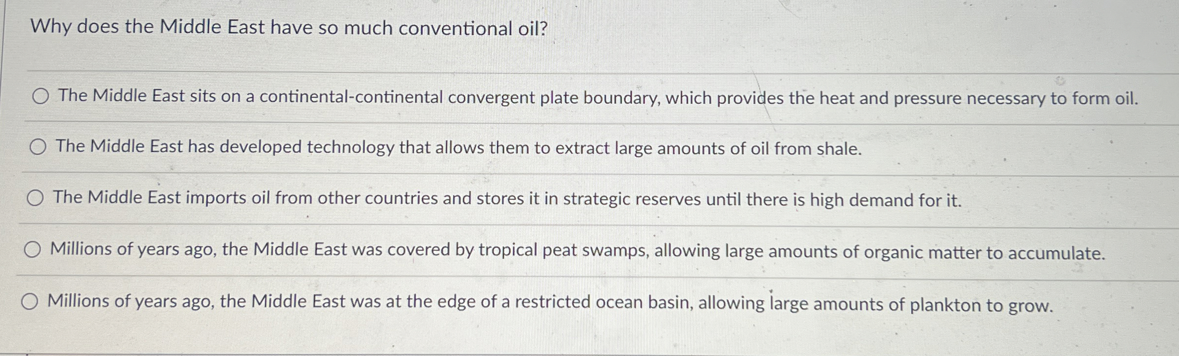 Solved Why does the Middle East have so much conventional | Chegg.com