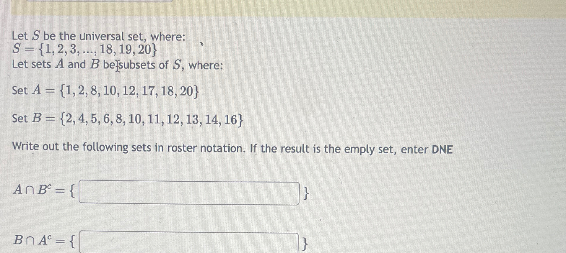Let S ﻿be the universal set, | Chegg.com