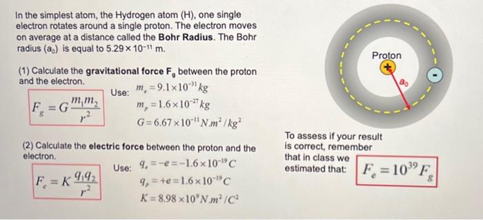 Solved In the simplest atom, the Hydrogen atom (H), one | Chegg.com