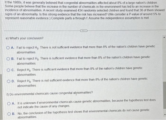 Solved It the 1980 s, it was generally believed that | Chegg.com