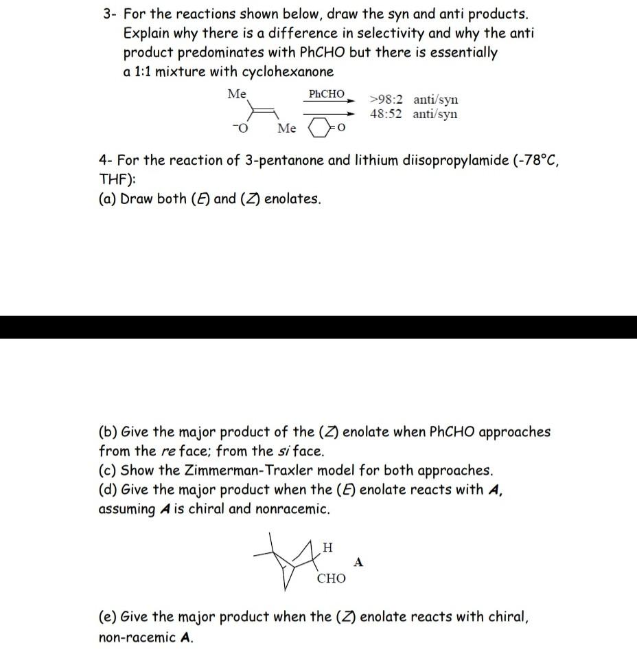 Solved 3- For the reactions shown below, draw the syn and | Chegg.com