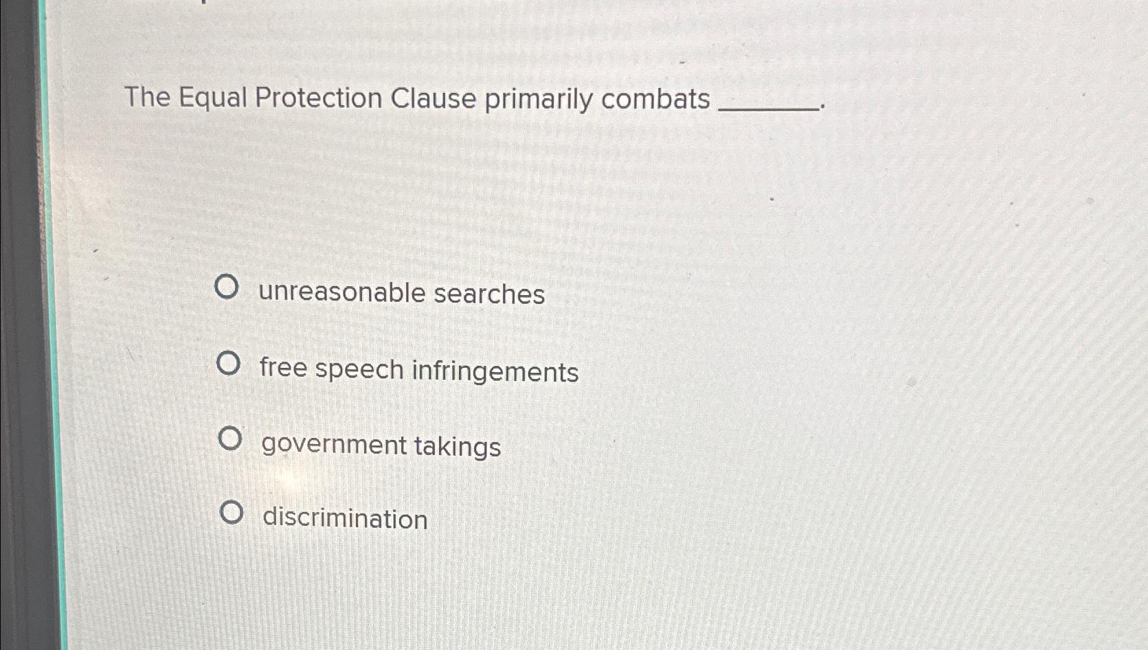 Solved The Equal Protection Clause primarily | Chegg.com