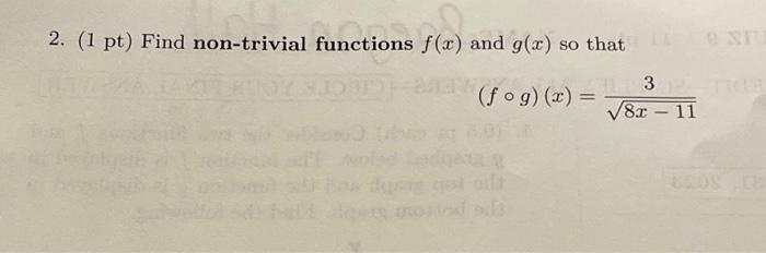 Solved 2. (1 pt) Find non-trivial functions f(x) and g(x) so | Chegg.com