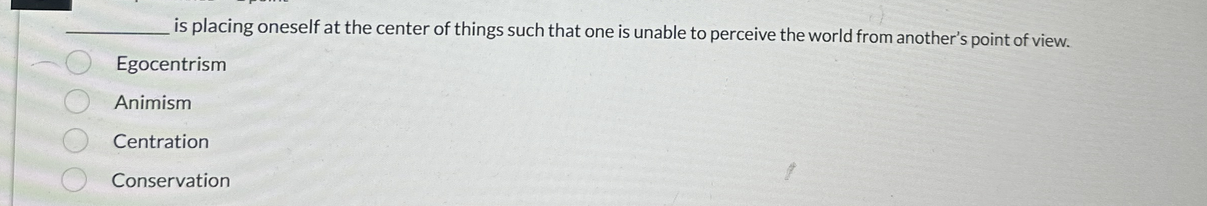 Solved q, ﻿is placing oneself at the center of things such | Chegg.com