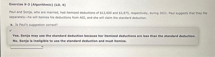 Solved Exercise 9-3 (Algorithmic) (LO. 4) Paul and Sonja, | Chegg.com
