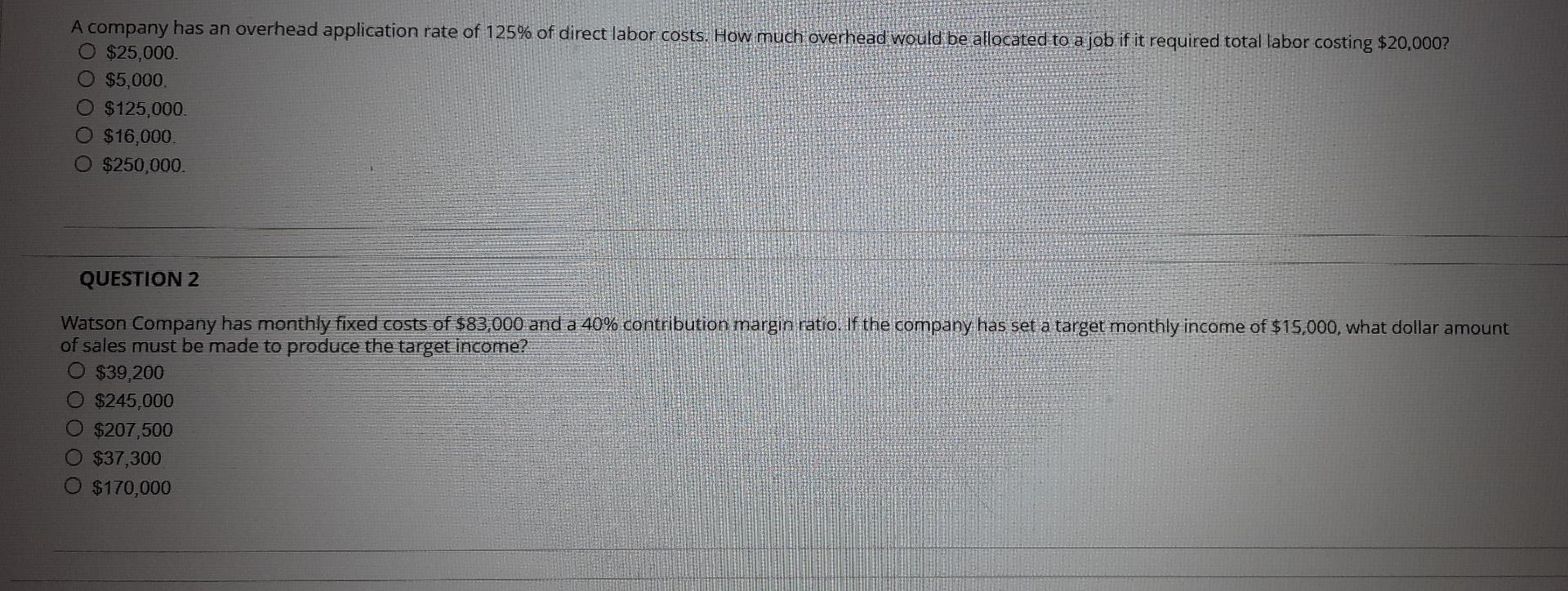 Solved A company has an overhead application rate of 125% of | Chegg.com