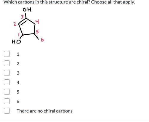 Solved Which carbons in this structure are chiral? Choose | Chegg.com