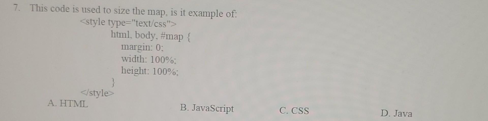 Solved 7. This code is used to size the map, is it example | Chegg.com
