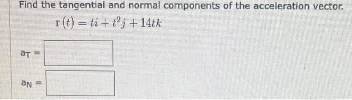 Solved Find the tangential and normal components of the | Chegg.com