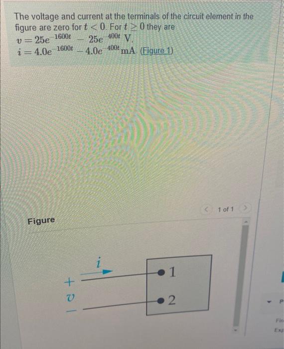 Solved The voltage and current at the terminals of the | Chegg.com