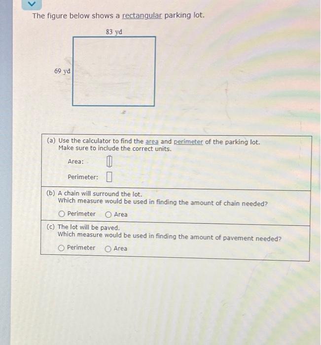 Solved The figure below shows a rectangular parking lot. (a) | Chegg.com