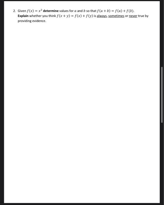 Solved 2. Given f(x)=x2 determine values for a and b so that | Chegg.com
