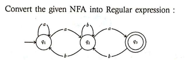 Convert the given NFA into Regular expression : | Chegg.com