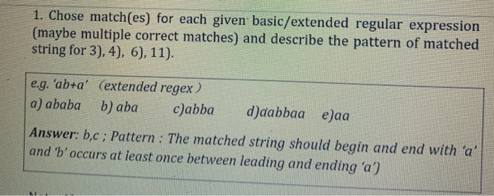 Solved Note: 5) to 12 are extended regexes. (d) aabbaa (e)aa | Chegg.com