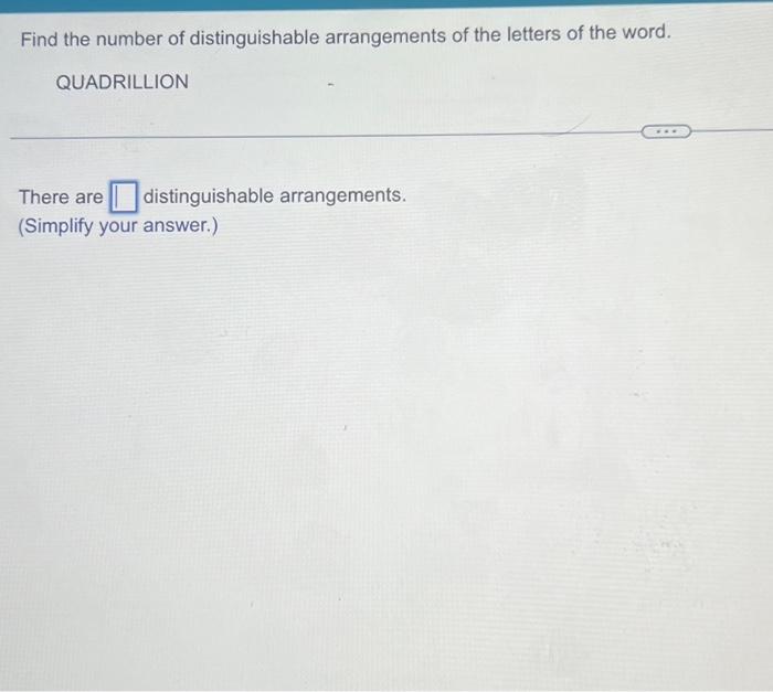 Solved Find the number of distinguishable arrangements of | Chegg.com