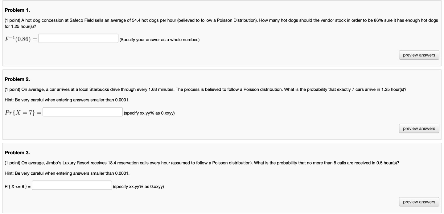 Solved Problem 1.for 1.25 ﻿hour(s)?F-1(0.86)=(Specify your | Chegg.com