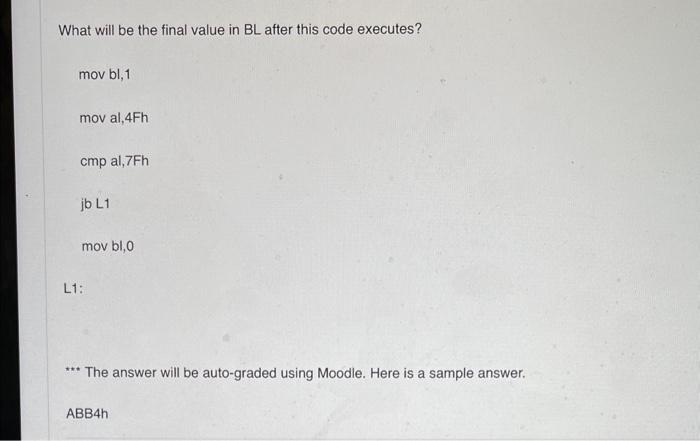 Solved What will be the final value in BL after this code | Chegg.com