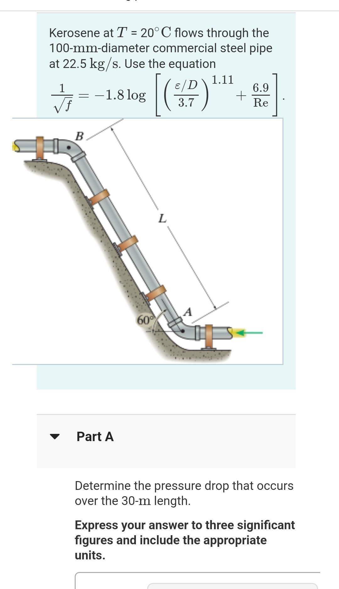 Solved Kerosene at T=20∘C flows through the 100-mm-diameter | Chegg.com