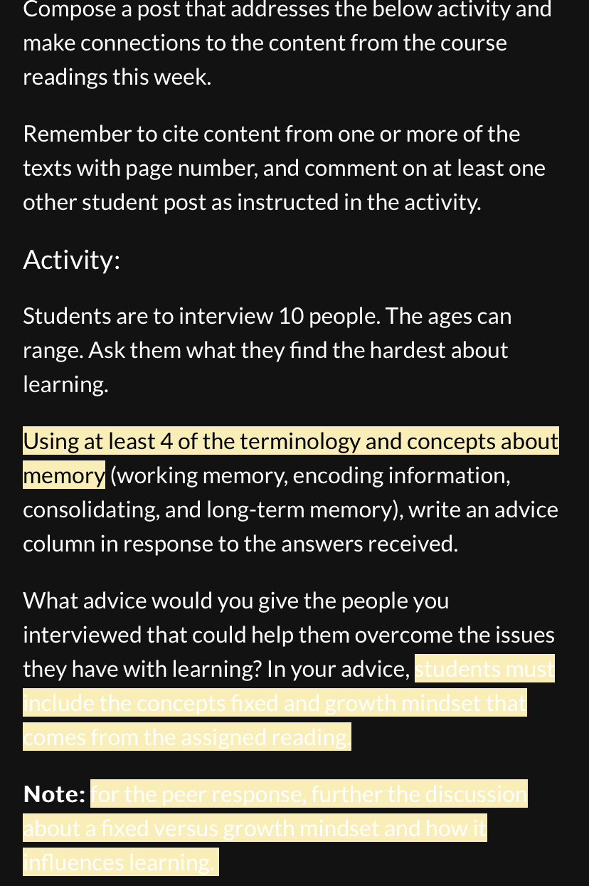 Solved Compose a post that addresses the below activity and | Chegg.com