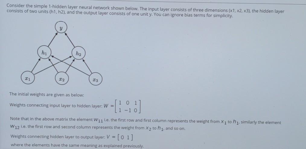 Solved Consider the simple 1-hidden layer neural network | Chegg.com