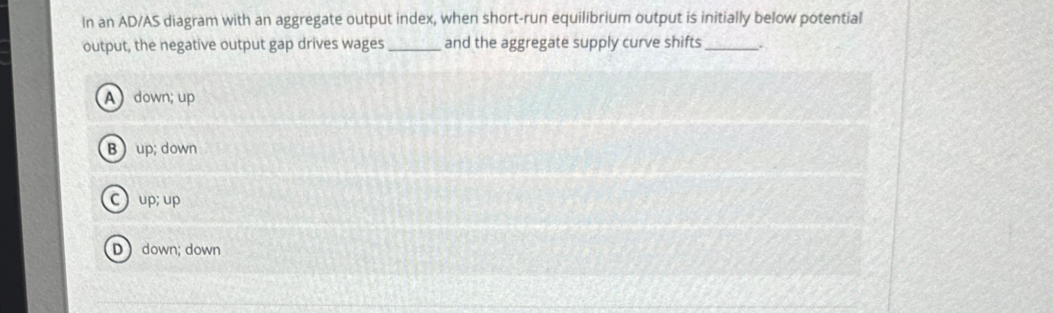 Solved In an AD/AS diagram with an aggregate output index, | Chegg.com