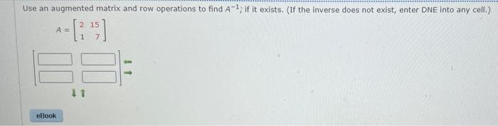 Solved Use an augmented matrix and row operations to find | Chegg.com