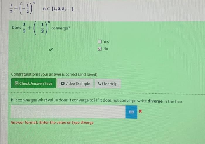 Solved 21−21nn∈ 123⋯ Does 21−21n Converge Yes No 
