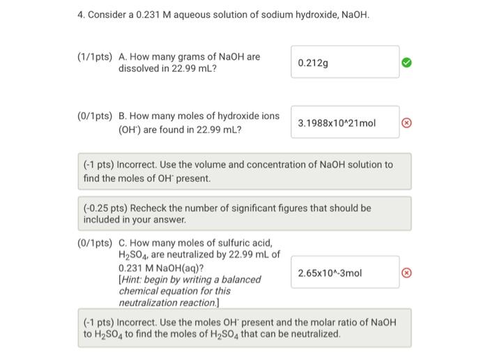 Solved 4. Consider a 0.231 M aqueous solution of sodium | Chegg.com