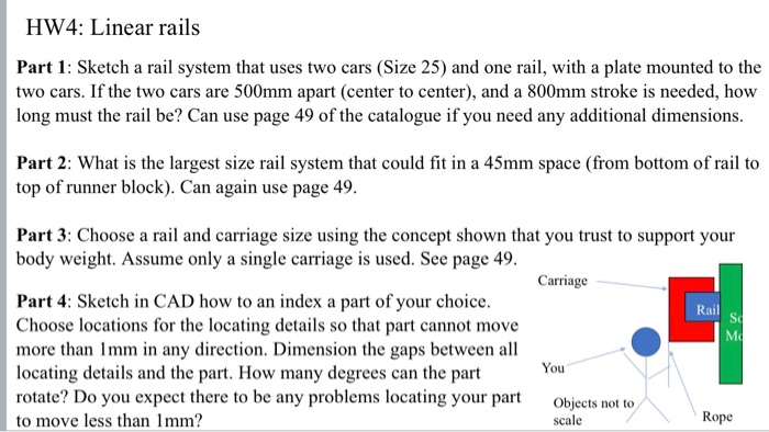 HW4: Linear rails Part 1: Sketch a rail system that | Chegg.com