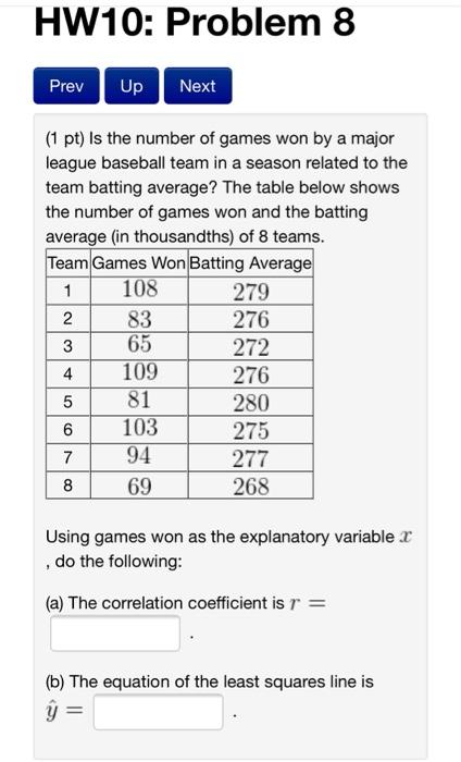 Solved HW10: Problem 8 Prev Up Next (1 pt) is the number of | Chegg.com