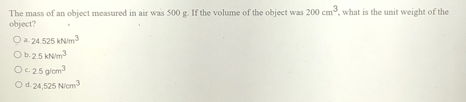Solved The mass of an object measured in air was 500g. ﻿If | Chegg.com