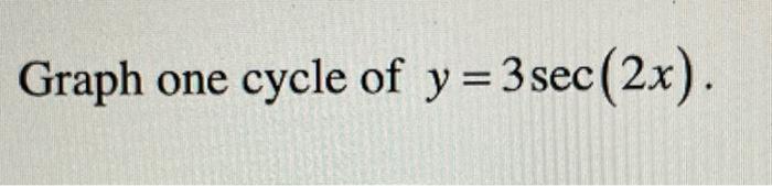 Solved Graph one cycle of y = 3 sec (2x). | Chegg.com