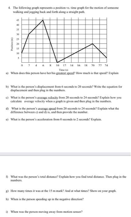 Solved 4. The following graph represents a position vs, time | Chegg.com