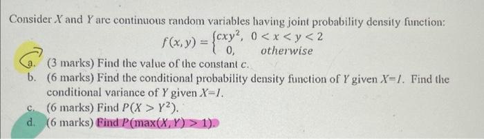 Solved Consider X and Y arc continuous random variables | Chegg.com