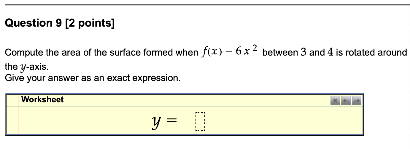 Solved Question 9 [2 ﻿points]Compute the area of the surface | Chegg.com