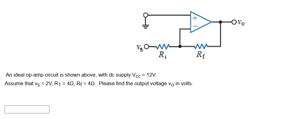 Solved An ideal op-amp circuit is shown above, with dc | Chegg.com