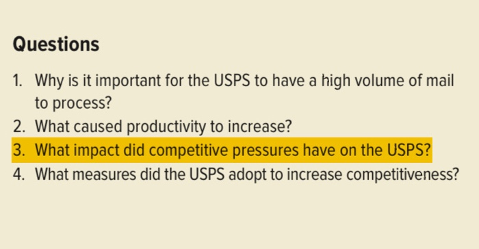 Solved Questions 1. Why is it important for the USPS to have | Chegg.com