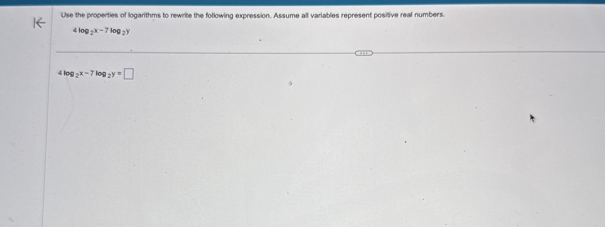 Solved Use the properties of logarithms to rewrite the | Chegg.com