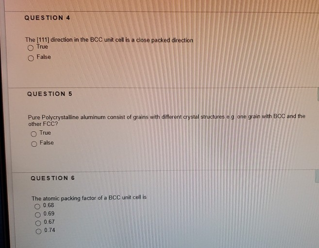 Solved QUESTION 4 The [111] direction in the BCC unit cell | Chegg.com