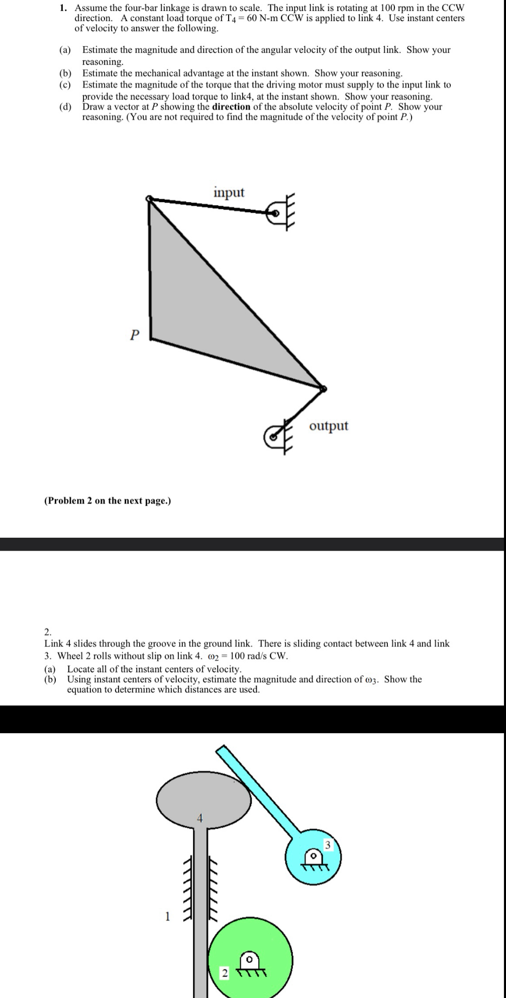 Assume the four-bar linkage is drawn to scale. The | Chegg.com