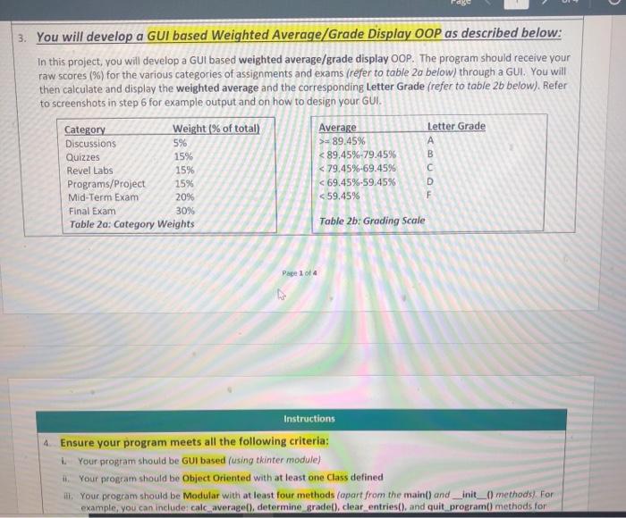 Solved 3. You will develop a GUI based Weighted | Chegg.com